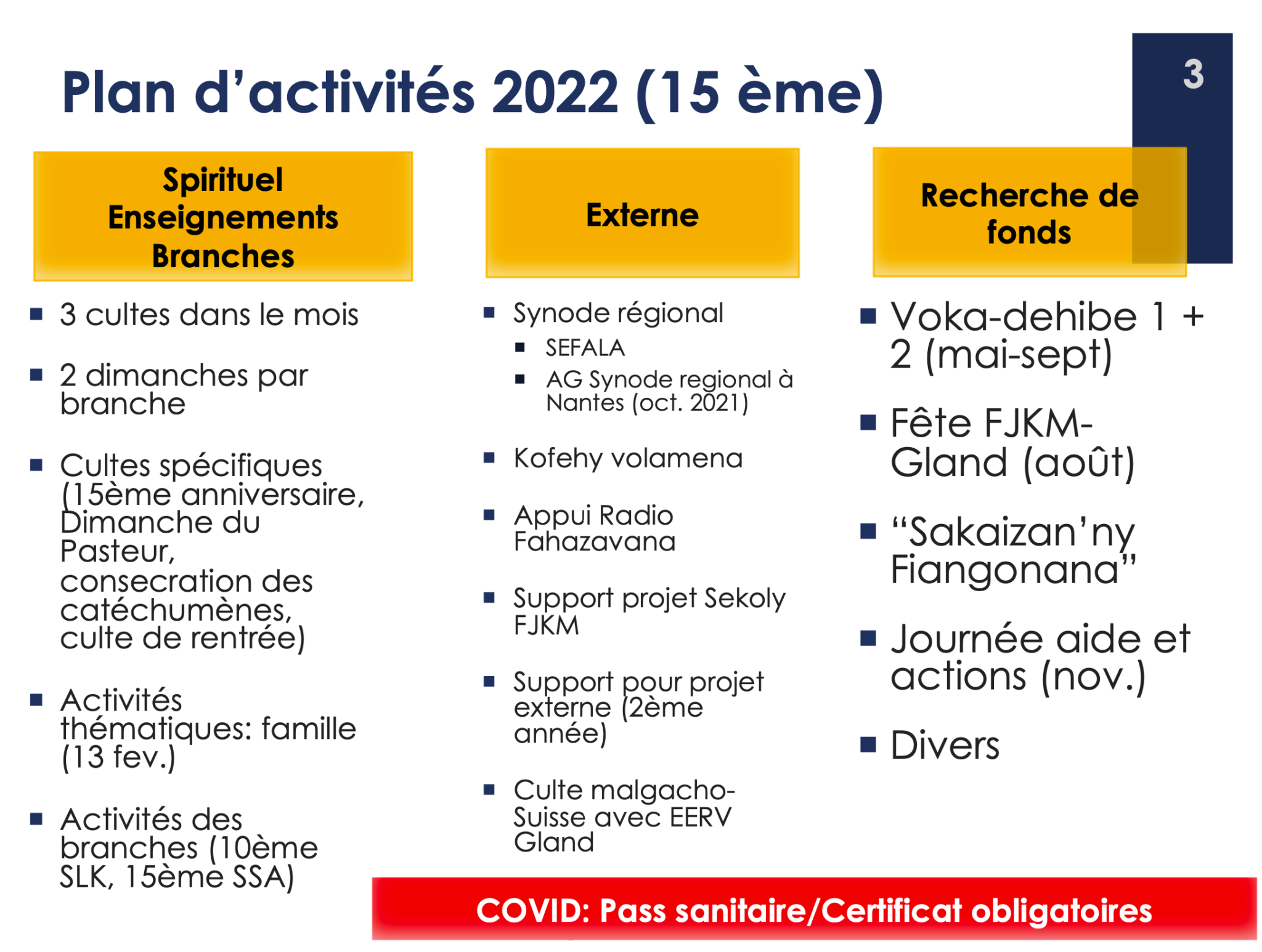 Bilan 2019/2020, plan annuel et budget 2022 approuvés par la paroisse ...